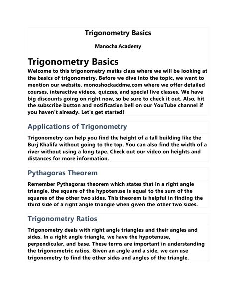 SOLUTION: Trigonometry basics - Studypool