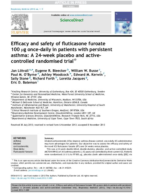 Pdf Fluticasone Furoate For Persistent Asthma Control
