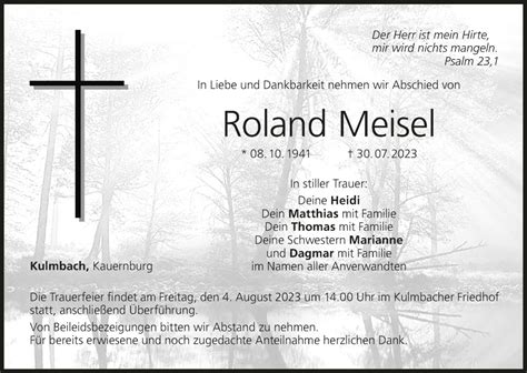 Roland Meisel Traueranzeige Franken De