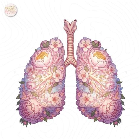 Floral Anatomical Lungs Png Clipart Watercolor Botanical Respiratory
