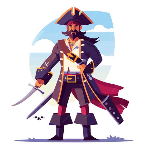 Un Hombre Con Un Disfraz De Pirata Con Una Espada Y Una Espada Vector