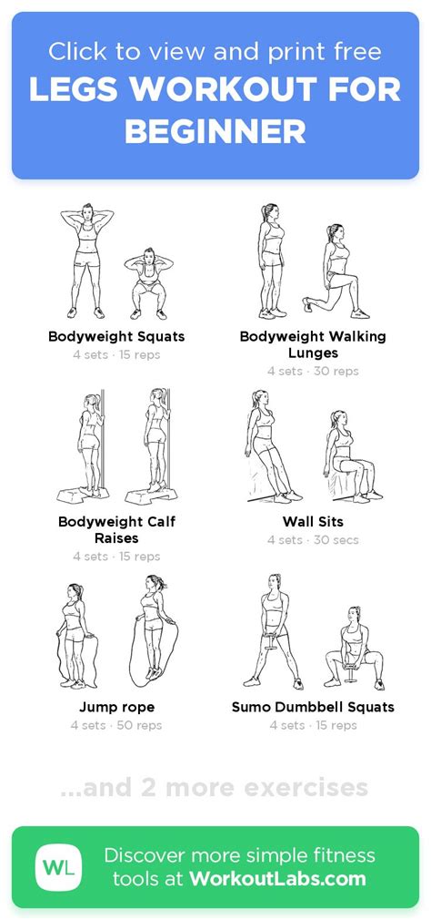 Free Workout Legs Workout For Beginner · Workoutlabs Fit Beginner
