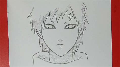Easy Anime Drawing How To Draw Gaara From Naruto Shipudden Step By Step