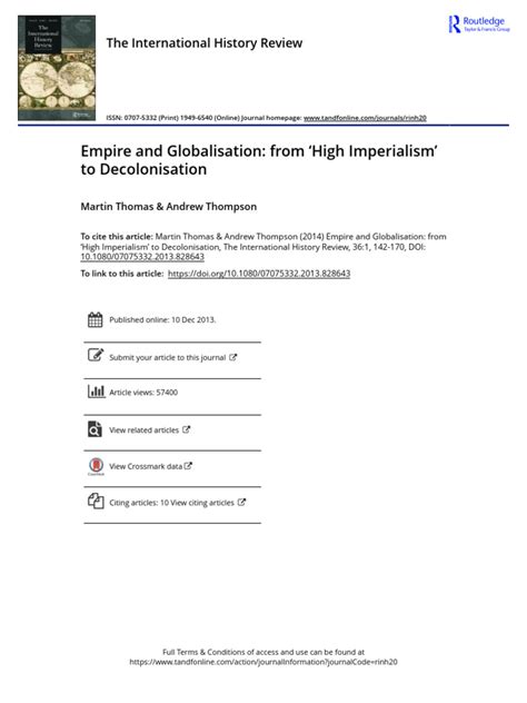 Empire And Globalisation From High Imperialism To Decolonisation Pdf
