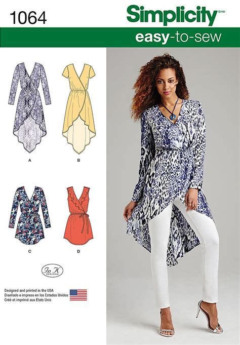 Simplicity 1064 Misses Tunics Tunic Tops Pattern Womens Sewing