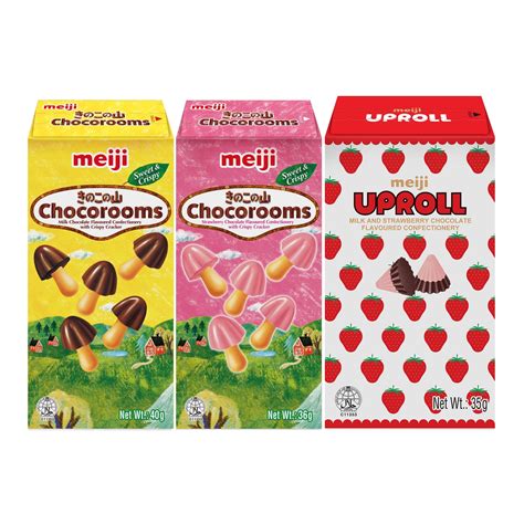 Meiji Chocorooms And Uproll Japanese Snacks Sweets Confectionery Pack Of