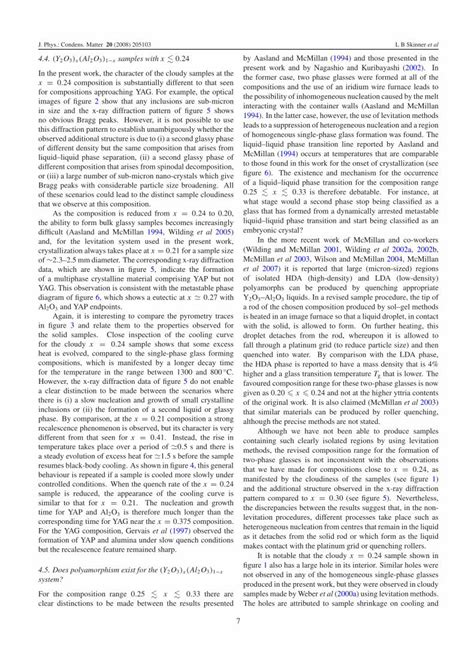 Pdf Phase Separation Crystallization And Polyamorphism In The Y 2 O 3 Al 2 O 3 System