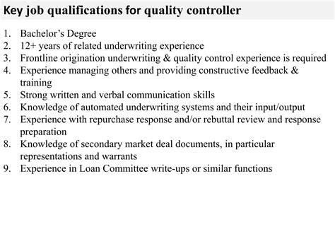 Quality Controller Job Description Pptx