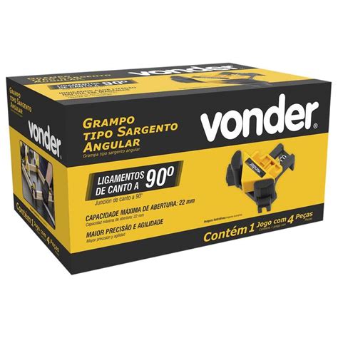 Chiareli Grampo Tipo Sargento Angular Vonder Em Nylon 22mm 90° Jogo Com 4 Peças