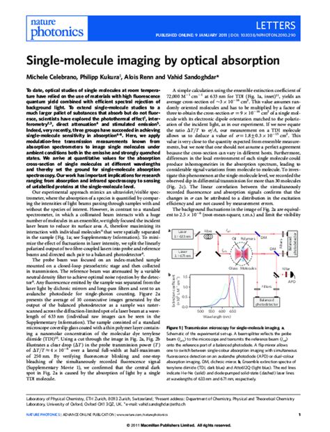 Pdf Single Molecule Imaging By Optical Absorption