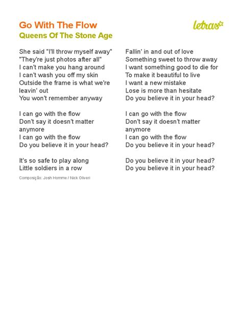Go With The Flow Lyrics Analysis Pdf Poetry