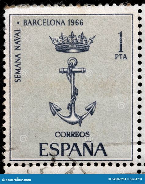 Emblem Of The Spanish Navy Editorial Stock Image Image Of Stamp
