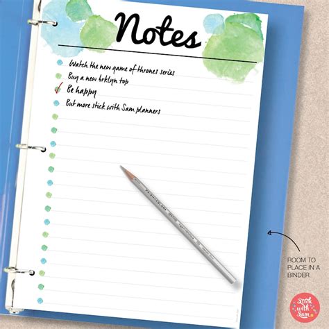 Notes Bullet Journal Template Printable Planner For Insert Or Etsy
