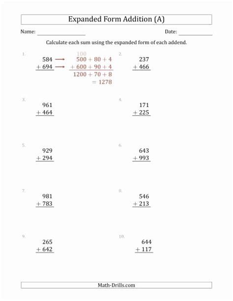 Practice 30 Easily Expanded Form Worksheets 1st Grade Simple Template