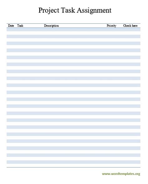 Project Task Assignment Template 02 Word Templates For Free Download