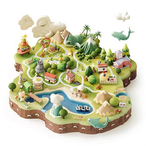 Premium Photo Cute Map 3d Cartoon Isometric Render On White Background