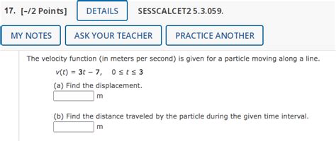 Solved The Velocity Function In Meters Per Second Is Given