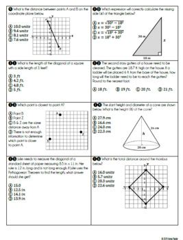 Pythagorean Theorem UNIT TEST Printable Copy Version For Google Forms
