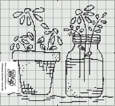 Cross Stitch Pattern With Vases And Flowers Mantas Tejidas Crochet