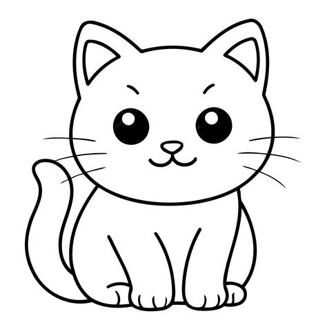 Adorable Cat Drawing Illustration For Colouring Page Premium Ai