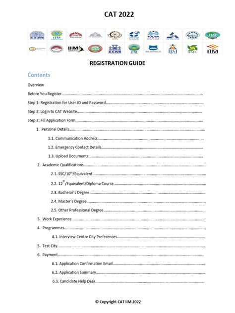 Cat 2022 Registration Guide Final Pdf Academic Degree Login