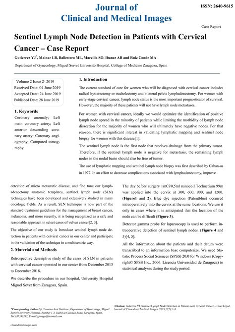 Sentinel Lymph Node Detection In Patients With Cervical Cancer Case