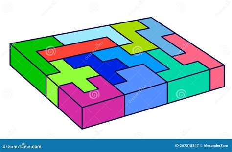 Pentomino Puzzle Isometric Illustration Stock Vector - Illustration of ...