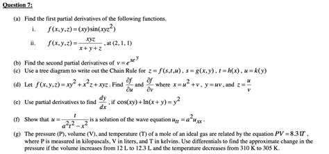 Solved A Find The First Partial Derivatives Of The