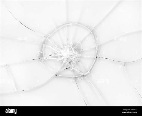 Cracked Glass Texture On White Background Isolated Realistic Cracked