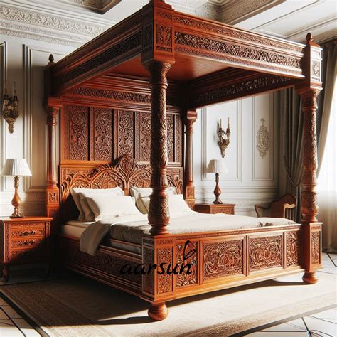 Carved Poster Bed Ai Generated