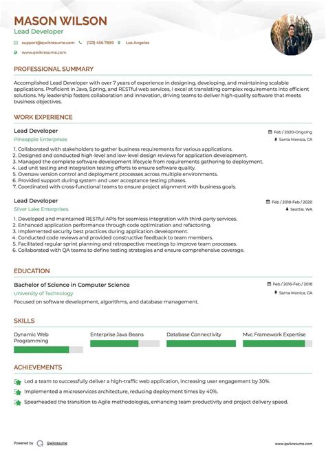 10 Lead Developer Resume Samples And Templates For 2025