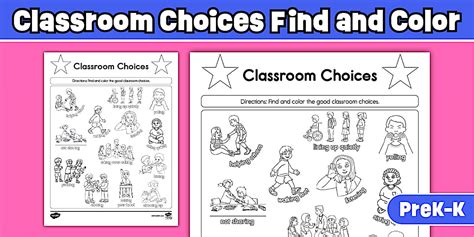 Find And Color The Good Classroom Choices Worksheet