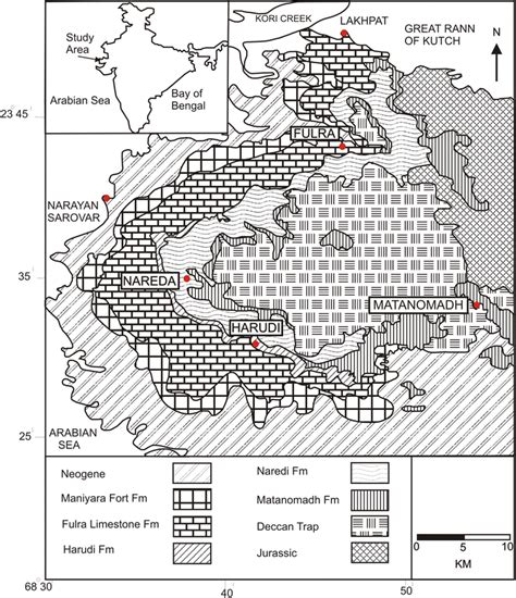 Geological Map Showing Paleogene Outcrops In The Western Kutch After