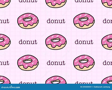 Donut Seamless Pattern On Pink Background Stock Vector Illustration