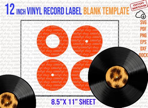 12 Inch Vinyl Record Label Template Diy Sticker Design Digital