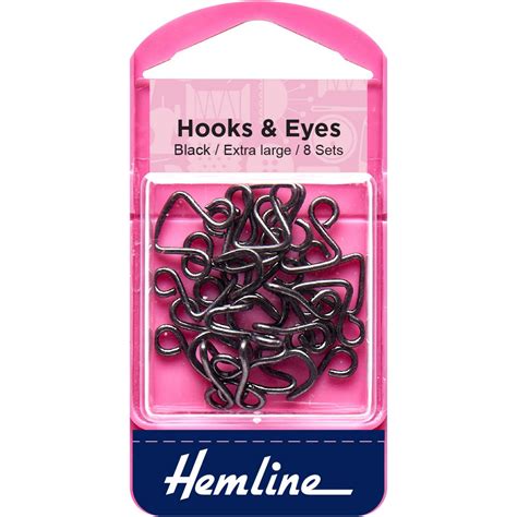 Hooks And Eyes Extra Large Black 8 Sets Hemline
