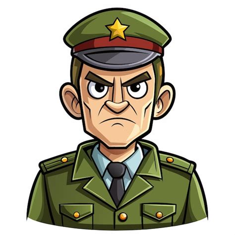 Military Soldier With A Grumpy And Angry Face Cartoon Vector