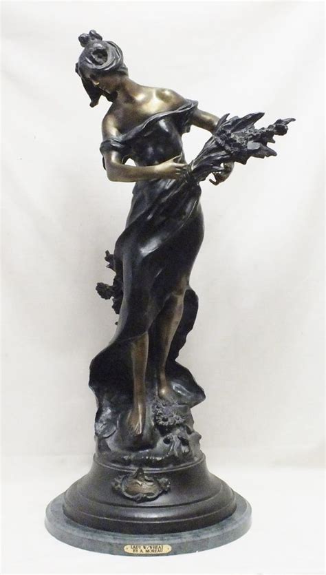 Auguste Moreau 1834 1917 Lady With Wheat Bronze Sculpture 98