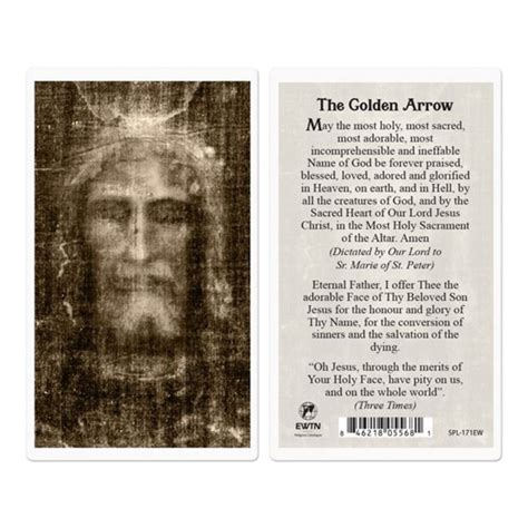 Laminated Holy Card Holy Face Golden Arrow Prayer Cards And Stationery