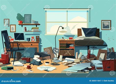 Messy Room Isolated Vector Style Illustration Stock Vector