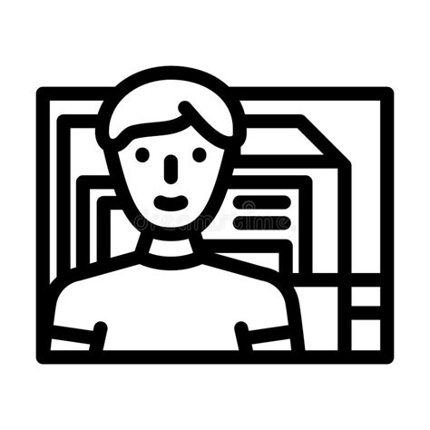 Computer Engineer Worker Line Icon Vector Illustration Stock Vector