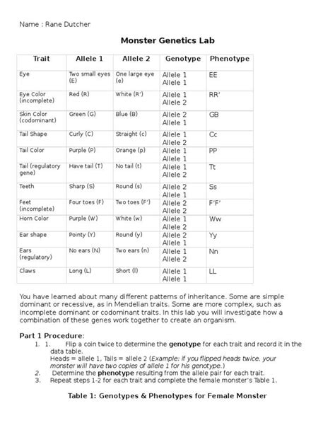 Genotypes And Phenotypes Worksheet Answers E