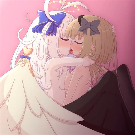 Rna0 Angel Feather Alma Dark Feather Alma Emil Chronicle Online Highres 2girls Antenna