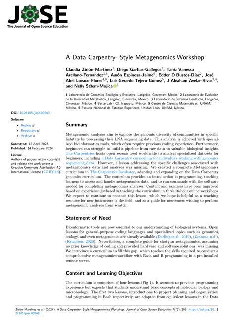 Pdf A Data Carpentry Style Metagenomics Workshop