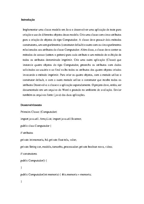 Programação Orientada Ao Objeto I Introdução Implementar Uma Classe