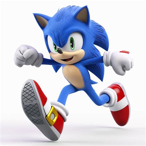 Cartoon Sonic White Background Premium Ai Generated Image