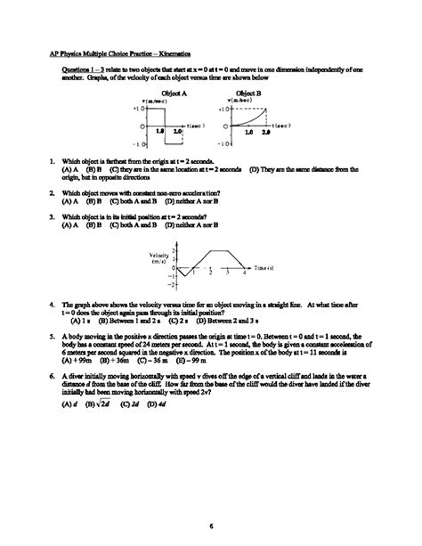 Ap Physics 1 Practice Package 1 Kinematics Physcs 1210 Studocu