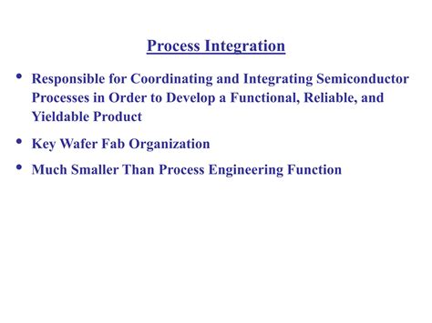 Process Development And Process Integration Of Semiconductor Devicesppt