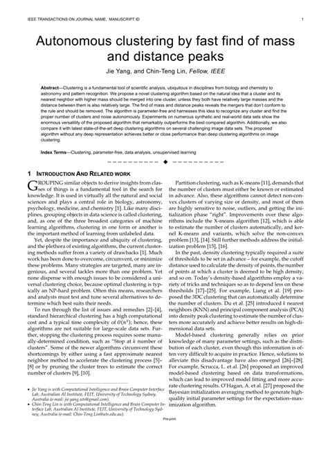 Pdf Autonomous Clustering By Fast Find Of Mass And Distance Peaks