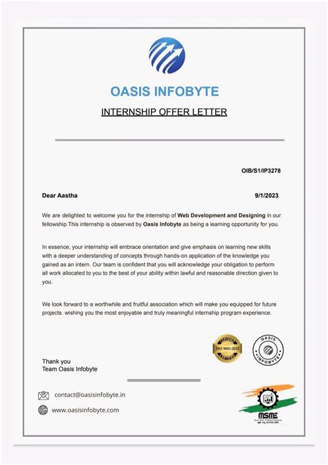Aastha On Linkedin Oasisinfobyte Oasisinfobyteinternship
